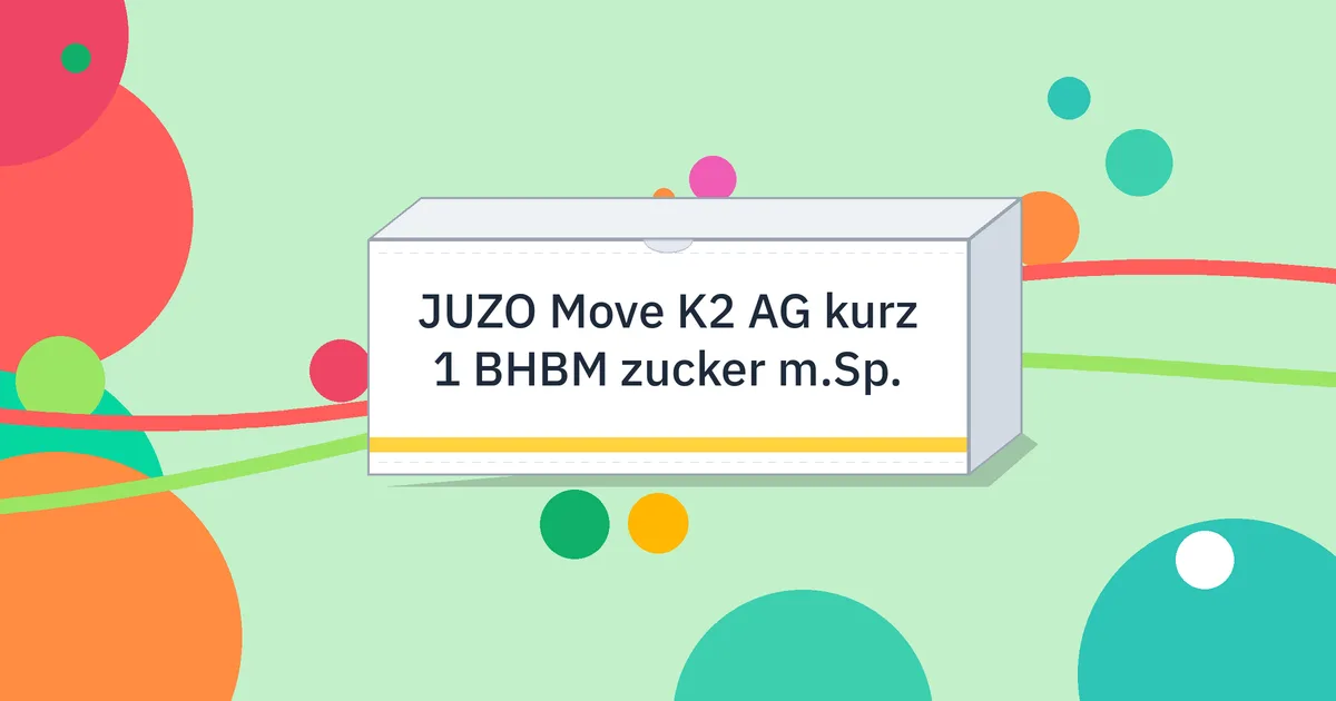 Symbolbild: Packung mit der Aufschrift JUZO Move K2 AG kurz 1 BHBM zucker m.Sp. (PZN 18528500) – Verfügbarkeit und Bezug in Apotheken in Frankfurt am Main