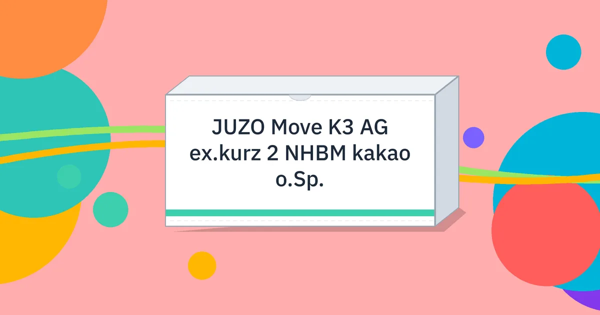 Symbolbild: Packung mit der Aufschrift JUZO Move K3 AG ex.kurz 2 NHBM kakao o.Sp. (PZN 18596602) – Verfügbarkeit und Bezug in Apotheken in Frankfurt am Main