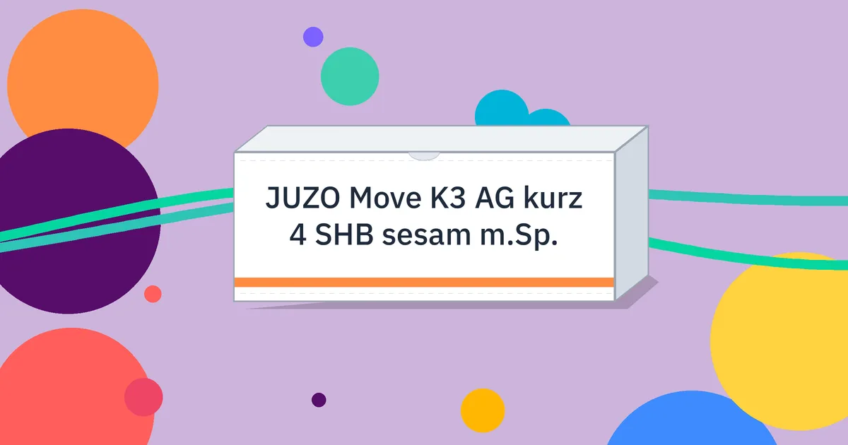 Symbolbild: Packung mit der Aufschrift JUZO Move K3 AG kurz 4 SHB sesam m.Sp. (PZN 18579443) – Verfügbarkeit und Bezug in Apotheken in Frankfurt am Main