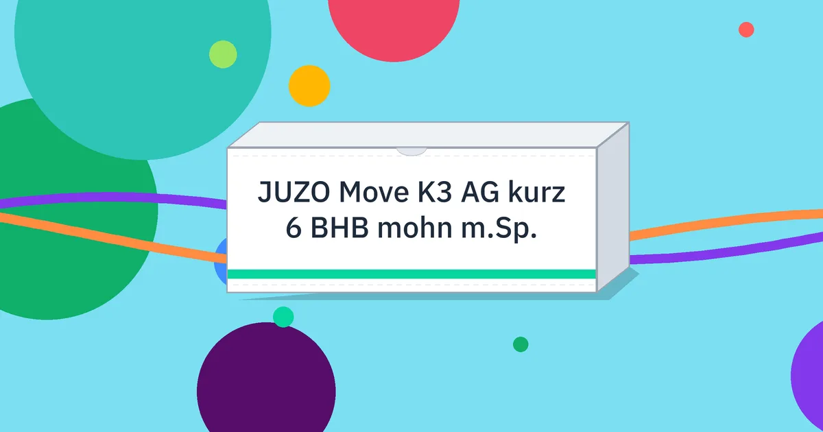 Symbolbild: Packung mit der Aufschrift JUZO Move K3 AG kurz 6 BHB mohn m.Sp. (PZN 18591510) – Verfügbarkeit und Bezug in Apotheken in Frankfurt am Main