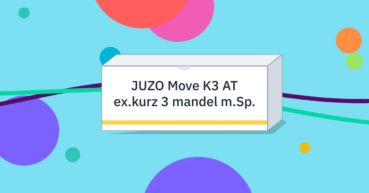 Symbolbild: Packung mit der Aufschrift JUZO Move K3 AT ex.kurz 3 mandel m.Sp. (PZN 20680178) – Verfügbarkeit und Bezug in Apotheken in Frankfurt am Main