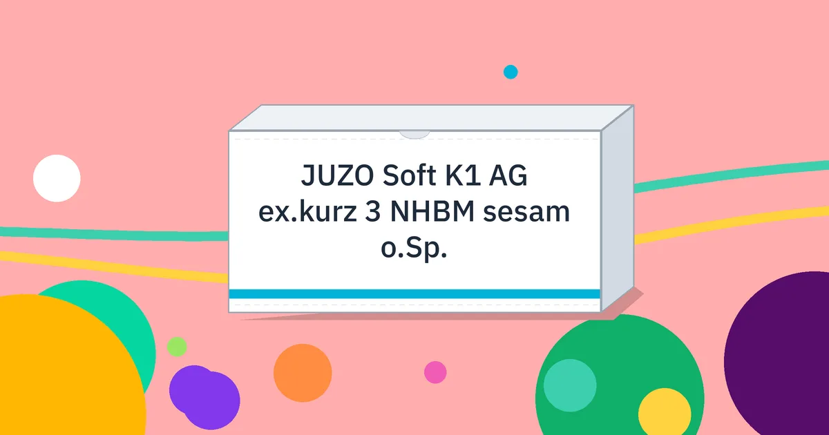 Symbolbild: Packung mit der Aufschrift JUZO Soft K1 AG ex.kurz 3 NHBM sesam o.Sp. (PZN 14996859) – Verfügbarkeit und Bezug in Apotheken in Frankfurt am Main