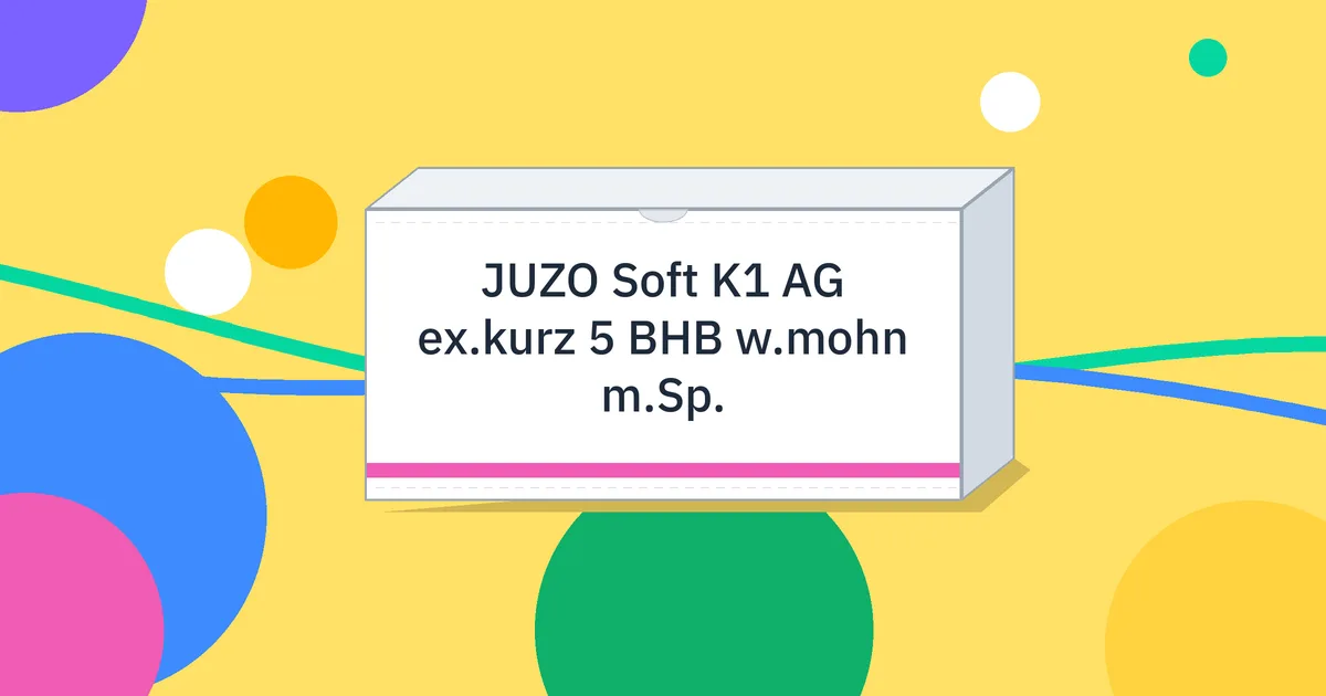 Symbolbild: Packung mit der Aufschrift JUZO Soft K1 AG ex.kurz 5 BHB w.mohn m.Sp. (PZN 14839717) – Verfügbarkeit und Bezug in Apotheken in Frankfurt am Main