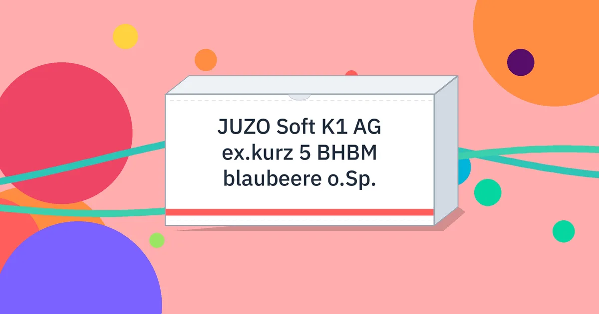 Symbolbild: Packung mit der Aufschrift JUZO Soft K1 AG ex.kurz 5 BHBM blaubeere o.Sp. (PZN 14858436) – Verfügbarkeit und Bezug in Apotheken in Frankfurt am Main