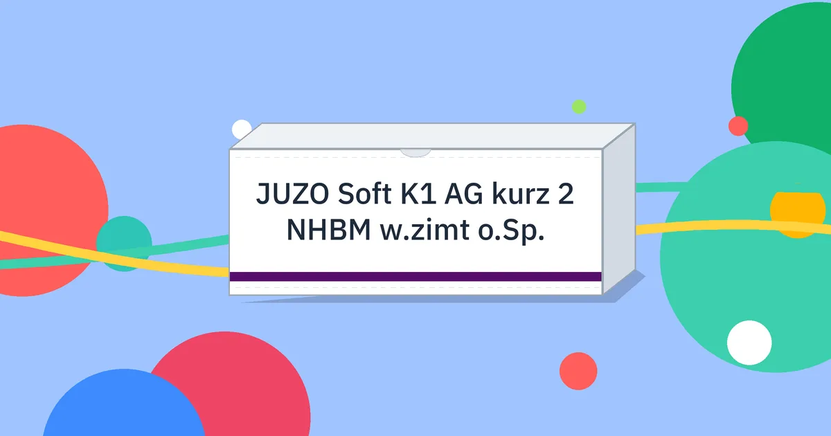 Symbolbild: Packung mit der Aufschrift JUZO Soft K1 AG kurz 2 NHBM w.zimt o.Sp. (PZN 14996339) – Verfügbarkeit und Bezug in Apotheken in Frankfurt am Main