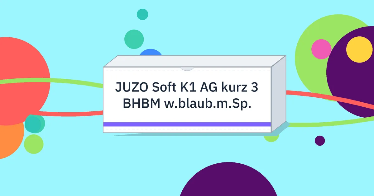 Symbolbild: Packung mit der Aufschrift JUZO Soft K1 AG kurz 3 BHBM w.blaub.m.Sp. (PZN 14863650) – Verfügbarkeit und Bezug in Apotheken in Frankfurt am Main