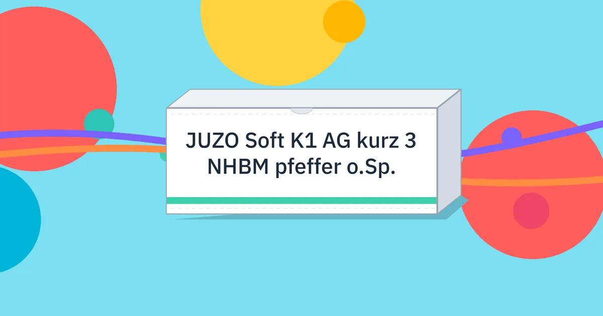 Symbolbild: Packung mit der Aufschrift JUZO Soft K1 AG kurz 3 NHBM pfeffer o.Sp. (PZN 14996440) – Verfügbarkeit und Bezug in Apotheken in Frankfurt am Main