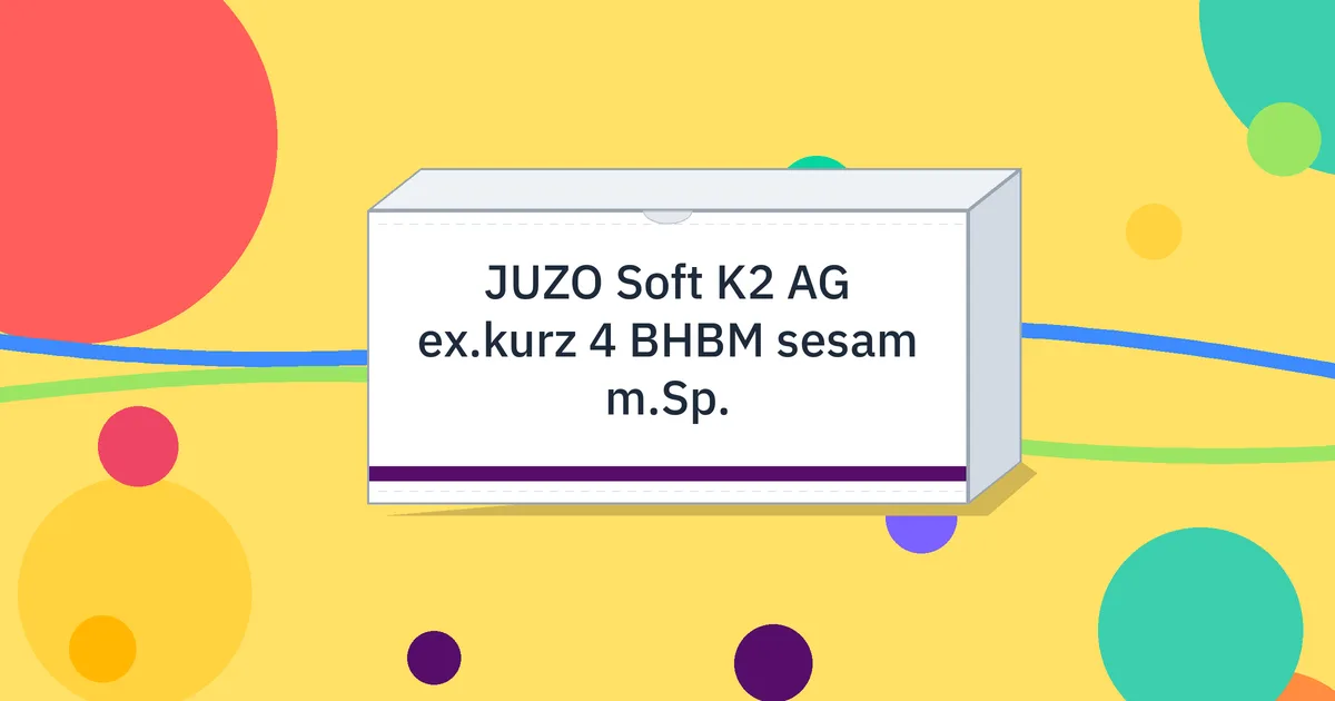 Symbolbild: Packung mit der Aufschrift JUZO Soft K2 AG ex.kurz 4 BHBM sesam m.Sp. (PZN 14860255) – Verfügbarkeit und Bezug in Apotheken in Frankfurt am Main