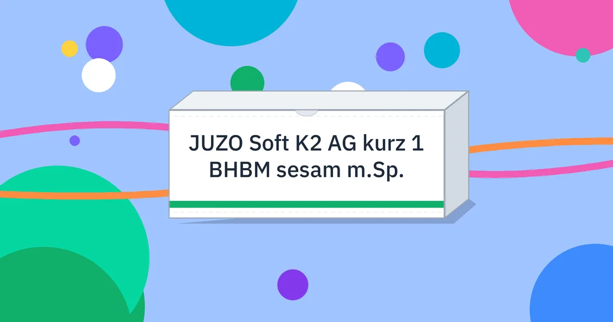 Symbolbild: Packung mit der Aufschrift JUZO Soft K2 AG kurz 1 BHBM sesam m.Sp. (PZN 14859513) – Verfügbarkeit und Bezug in Apotheken in Frankfurt am Main
