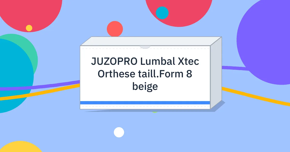 Symbolbild: Packung mit der Aufschrift JUZOPRO Lumbal Xtec Orthese taill.Form 8 beige (PZN 16498255) – Verfügbarkeit und Bezug in Apotheken in Frankfurt am Main