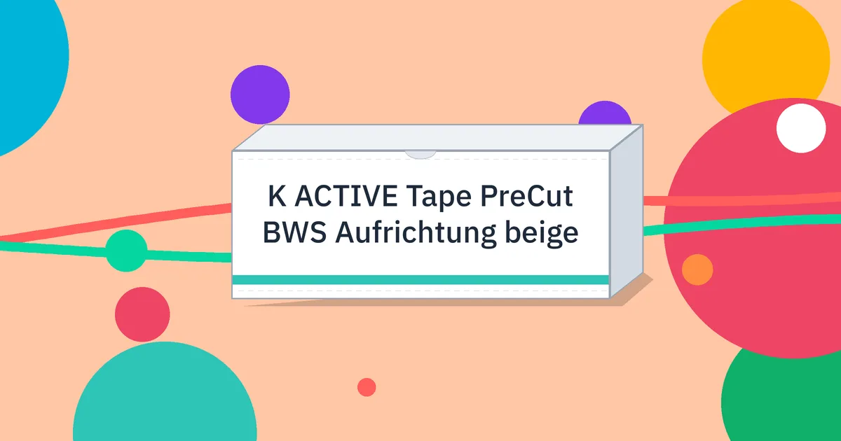 Symbolbild: Packung mit der Aufschrift K ACTIVE Tape PreCut BWS Aufrichtung beige (PZN 06936406) – Verfügbarkeit und Bezug in Apotheken in Frankfurt am Main