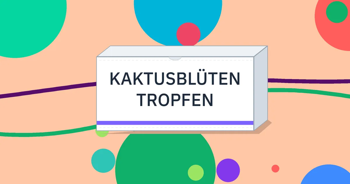 Symbolbild: Packung mit der Aufschrift KAKTUSBLÜTEN TROPFEN (PZN 14283585) – Verfügbarkeit und Bezug in Apotheken in Frankfurt am Main