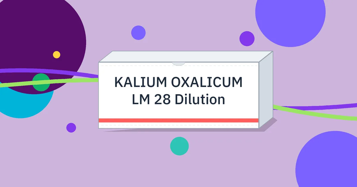 Symbolbild: Packung mit der Aufschrift KALIUM OXALICUM LM 28 Dilution (PZN 12923827) – Verfügbarkeit und Bezug in Apotheken in Frankfurt am Main