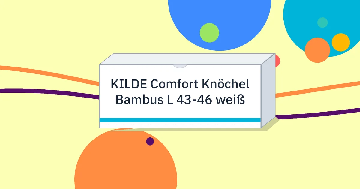 Symbolbild: Packung mit der Aufschrift KILDE Comfort Knöchel Bambus L 43-46 weiß (PZN 20798394) – Verfügbarkeit und Bezug in Apotheken in Frankfurt am Main