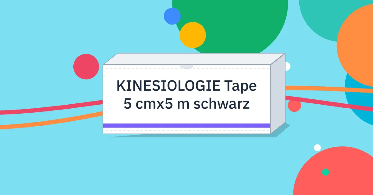 Symbolbild: Packung mit der Aufschrift KINESIOLOGIE Tape 5 cmx5 m schwarz (PZN 17184286) – Verfügbarkeit und Bezug in Apotheken in Frankfurt am Main