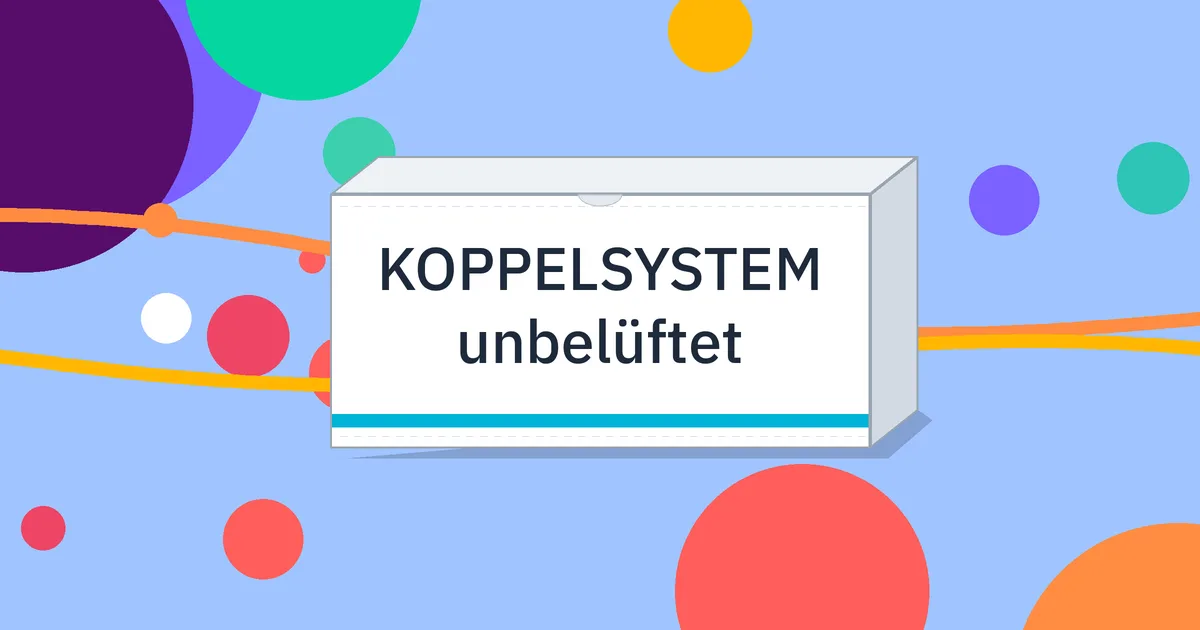 Symbolbild: Packung mit der Aufschrift KOPPELSYSTEM unbelüftet (PZN 11216708) – Verfügbarkeit und Bezug in Apotheken in Frankfurt am Main