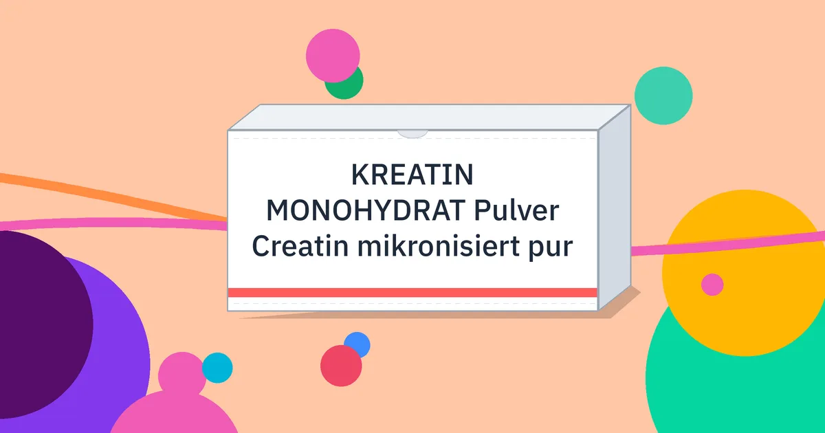 Symbolbild: Packung mit der Aufschrift KREATIN MONOHYDRAT Pulver Creatin mikronisiert pur (PZN 20639141) – Verfügbarkeit und Bezug in Apotheken in Frankfurt am Main