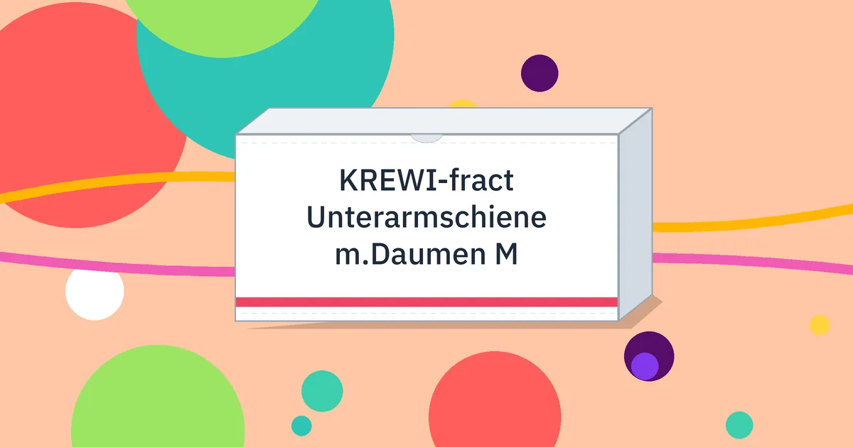 Symbolbild: Packung mit der Aufschrift KREWI-fract Unterarmschiene m.Daumen M (PZN 17300539) – Verfügbarkeit und Bezug in Apotheken in Frankfurt am Main