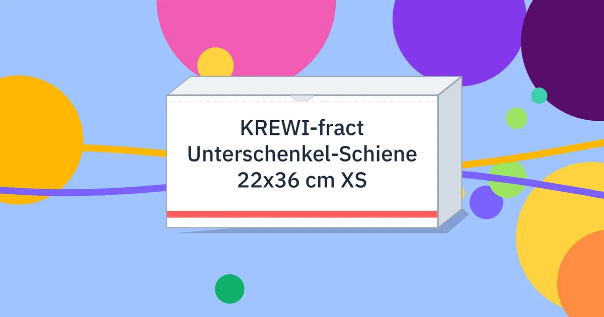 Symbolbild: Packung mit der Aufschrift KREWI-fract Unterschenkel-Schiene 22x36 cm XS (PZN 17300864) – Verfügbarkeit und Bezug in Apotheken in Frankfurt am Main