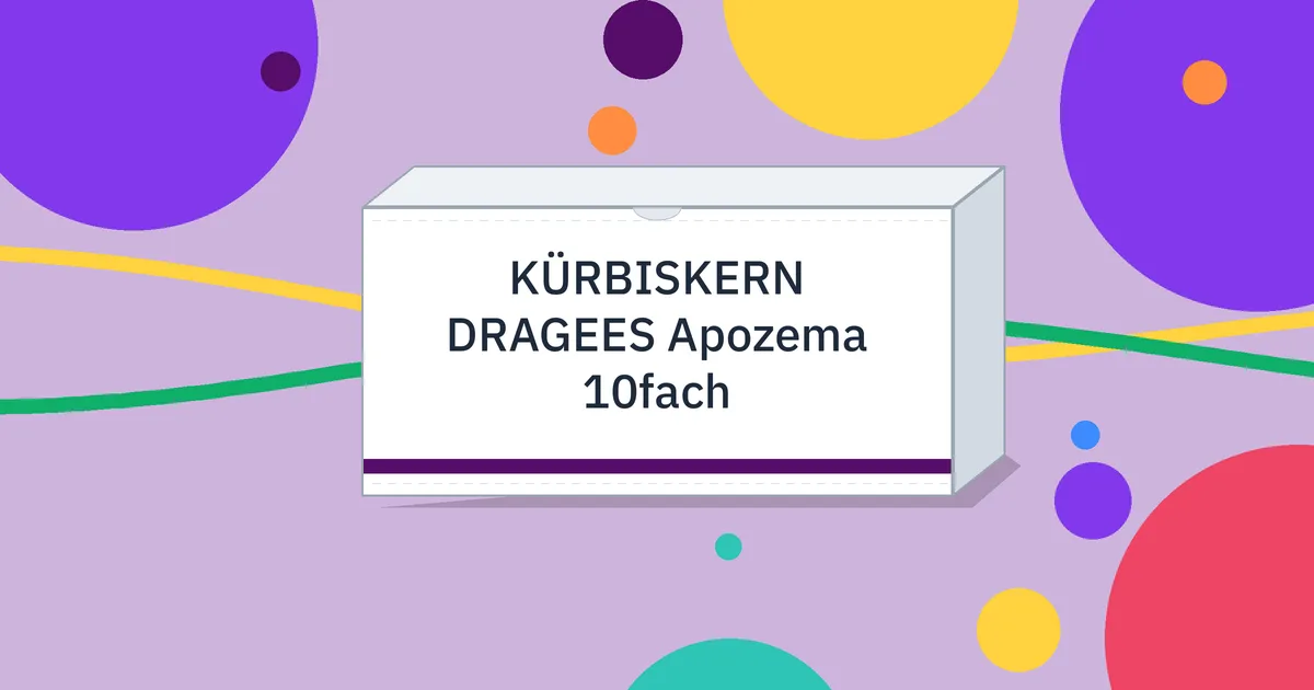 Symbolbild: Packung mit der Aufschrift KÜRBISKERN DRAGEES Apozema 10fach (PZN 04037253) – Verfügbarkeit und Bezug in Apotheken in Frankfurt am Main