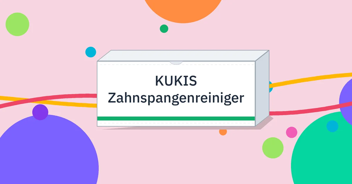 Symbolbild: Packung mit der Aufschrift KUKIS Zahnspangenreiniger (PZN 00348482) – Verfügbarkeit und Bezug in Apotheken in Frankfurt am Main