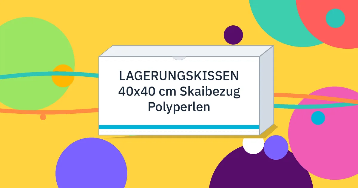 Symbolbild: Packung mit der Aufschrift LAGERUNGSKISSEN 40x40 cm Skaibezug Polyperlen (PZN 02001110) – Verfügbarkeit und Bezug in Apotheken in Frankfurt am Main