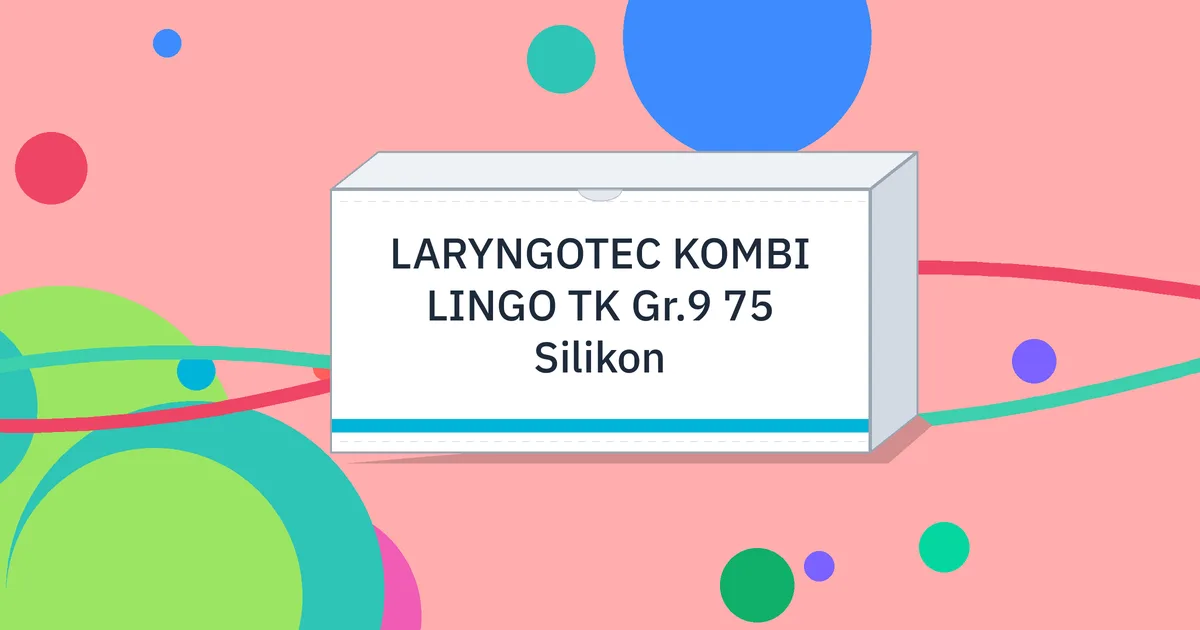 Symbolbild: Packung mit der Aufschrift LARYNGOTEC KOMBI LINGO TK Gr.9 75 Silikon (PZN 19186007) – Verfügbarkeit und Bezug in Apotheken in Frankfurt am Main