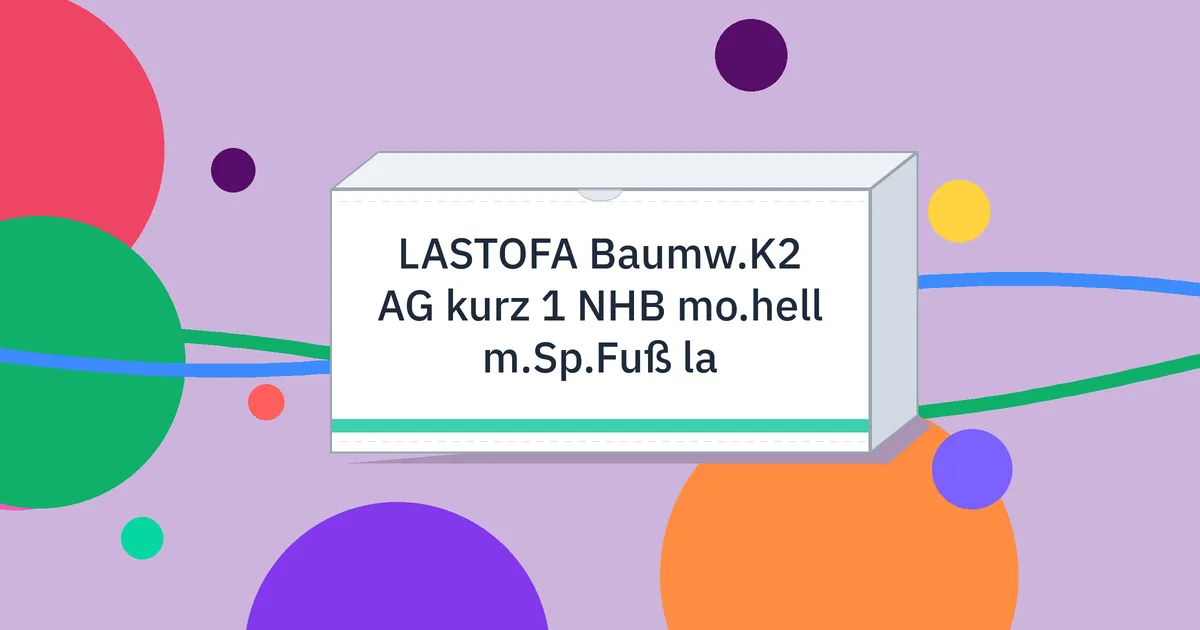 Symbolbild: Packung mit der Aufschrift LASTOFA Baumw.K2 AG kurz 1 NHB mo.hell m.Sp.Fuß la (PZN 01947724) – Verfügbarkeit und Bezug in Apotheken in Frankfurt am Main