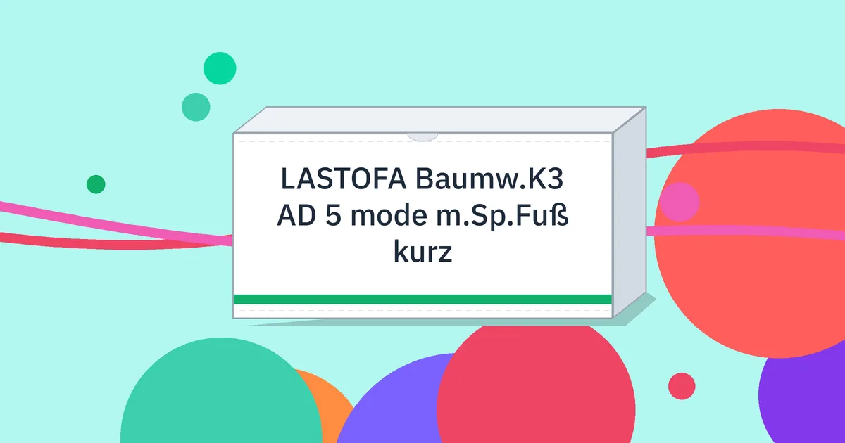 Symbolbild: Packung mit der Aufschrift LASTOFA Baumw.K3 AD 5 mode m.Sp.Fuß kurz (PZN 01952719) – Verfügbarkeit und Bezug in Apotheken in Frankfurt am Main
