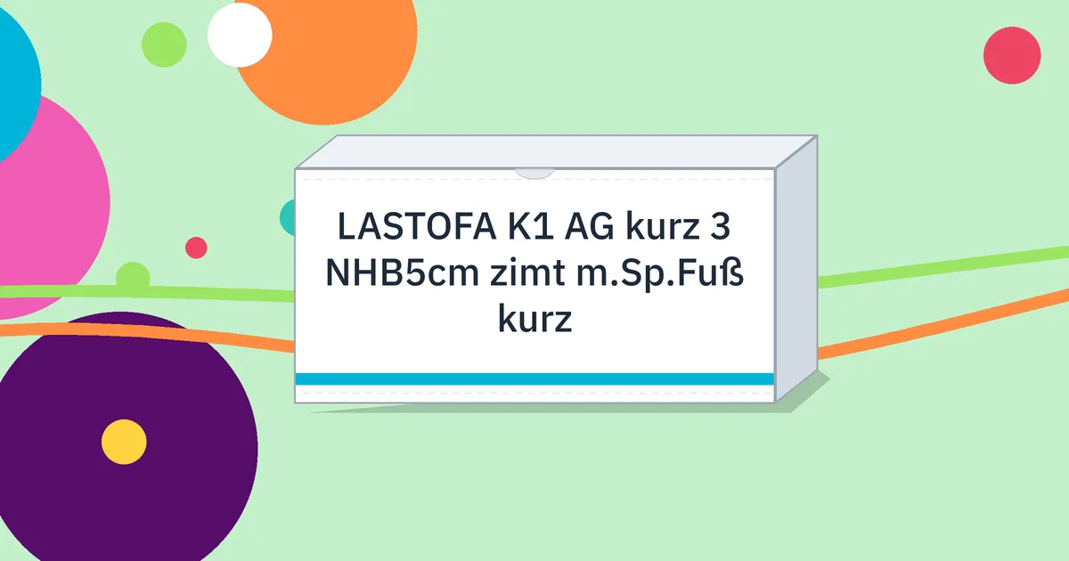 Symbolbild: Packung mit der Aufschrift LASTOFA K1 AG kurz 3 NHB5cm zimt m.Sp.Fuß kurz (PZN 13790877) – Verfügbarkeit und Bezug in Apotheken in Frankfurt am Main