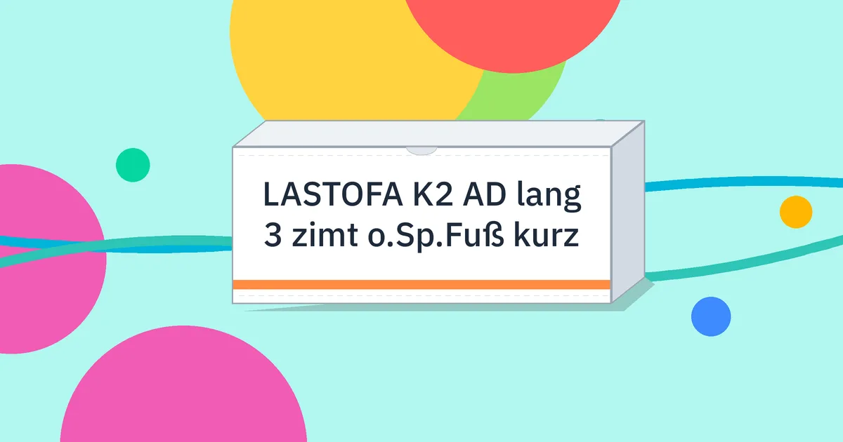 Symbolbild: Packung mit der Aufschrift LASTOFA K2 AD lang 3 zimt o.Sp.Fuß kurz (PZN 13800191) – Verfügbarkeit und Bezug in Apotheken in Frankfurt am Main