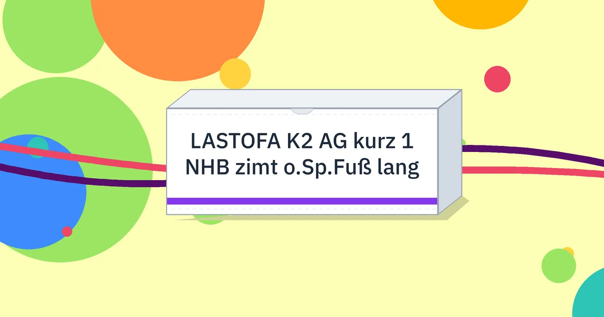 Symbolbild: Packung mit der Aufschrift LASTOFA K2 AG kurz 1 NHB zimt o.Sp.Fuß lang (PZN 14149208) – Verfügbarkeit und Bezug in Apotheken in Frankfurt am Main