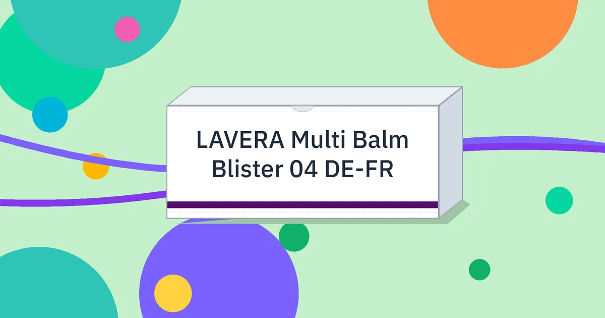 Symbolbild: Packung mit der Aufschrift LAVERA Multi Balm Blister 04 DE-FR (PZN 19557248) – Verfügbarkeit und Bezug in Apotheken in Frankfurt am Main