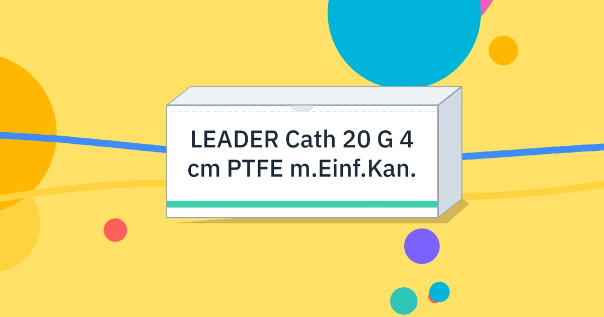 Symbolbild: Packung mit der Aufschrift LEADER Cath 20 G 4 cm PTFE m.Einf.Kan. (PZN 15328396) – Verfügbarkeit und Bezug in Apotheken in Frankfurt am Main