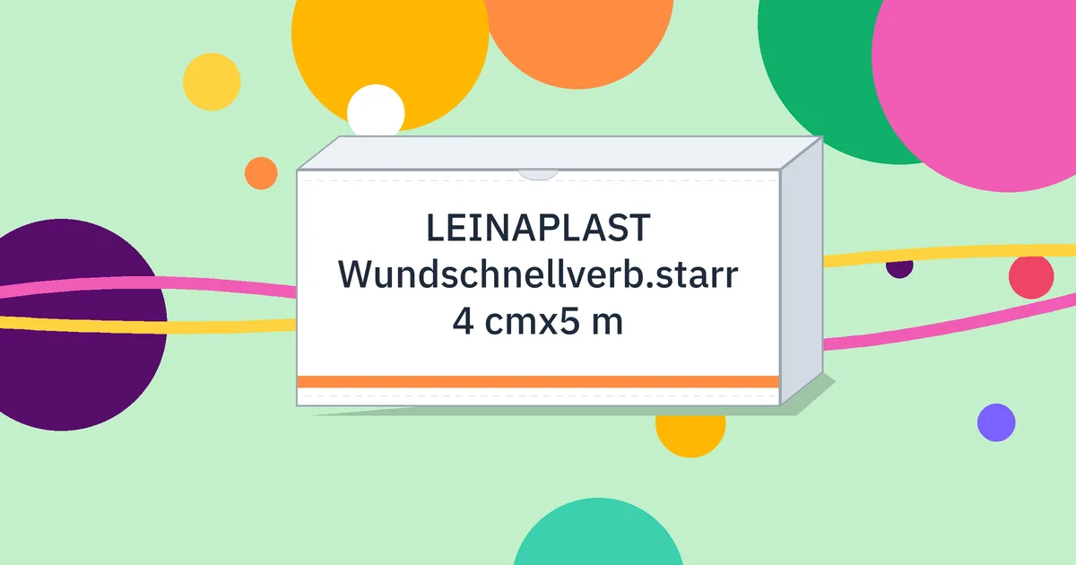 Symbolbild: Packung mit der Aufschrift LEINAPLAST Wundschnellverb.starr 4 cmx5 m (PZN 00971471) – Verfügbarkeit und Bezug in Apotheken in Frankfurt am Main