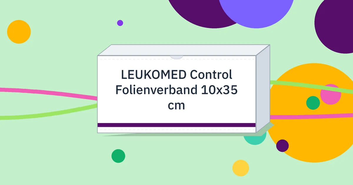 Symbolbild: Packung mit der Aufschrift LEUKOMED Control Folienverband 10x35 cm (PZN 13413554) – Verfügbarkeit und Bezug in Apotheken in Frankfurt am Main