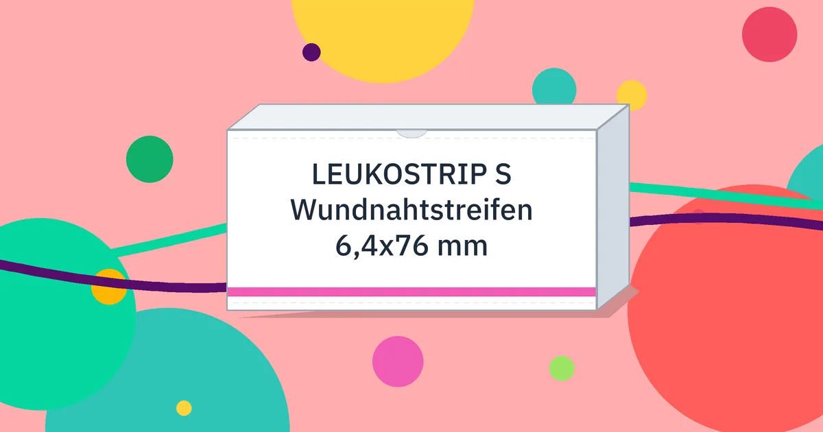 Symbolbild: Packung mit der Aufschrift LEUKOSTRIP S Wundnahtstreifen 6,4x76 mm (PZN 08828276) – Verfügbarkeit und Bezug in Apotheken in Frankfurt am Main