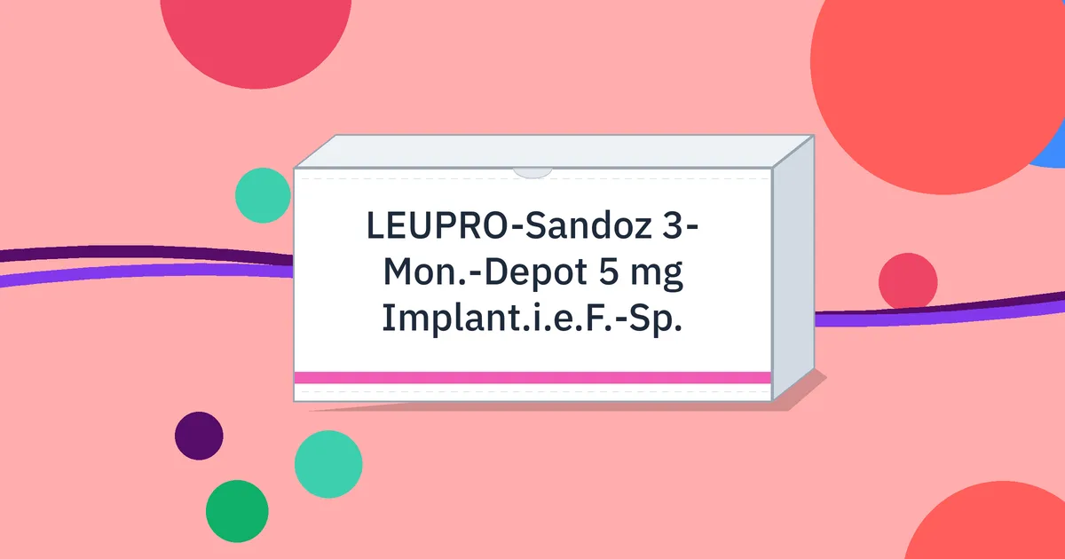 Symbolbild: Packung mit der Aufschrift LEUPRO-Sandoz 3-Mon.-Depot 5 mg Implant.i.e.F.-Sp. (PZN 18013977) – Verfügbarkeit und Bezug in Apotheken in Frankfurt am Main