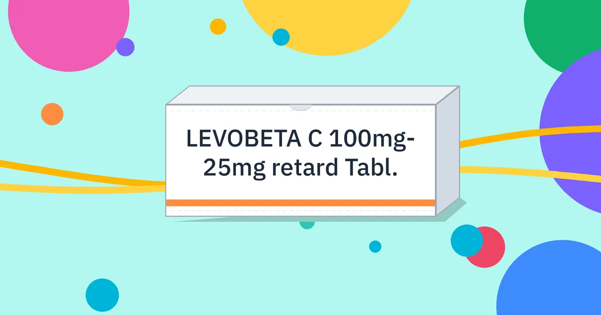 Symbolbild: Packung mit der Aufschrift LEVOBETA C 100mg-25mg retard Tabl. (PZN 04832430) – Verfügbarkeit und Bezug in Apotheken in Frankfurt am Main