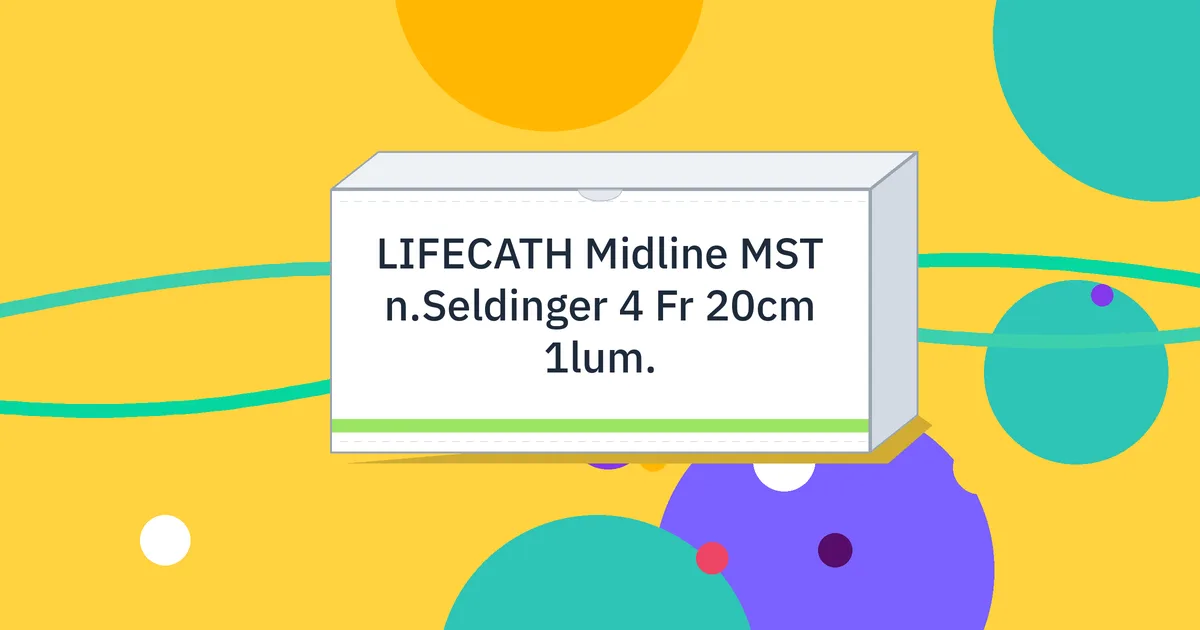 Symbolbild: Packung mit der Aufschrift LIFECATH Midline MST n.Seldinger 4 Fr 20cm 1lum. (PZN 15263366) – Verfügbarkeit und Bezug in Apotheken in Frankfurt am Main