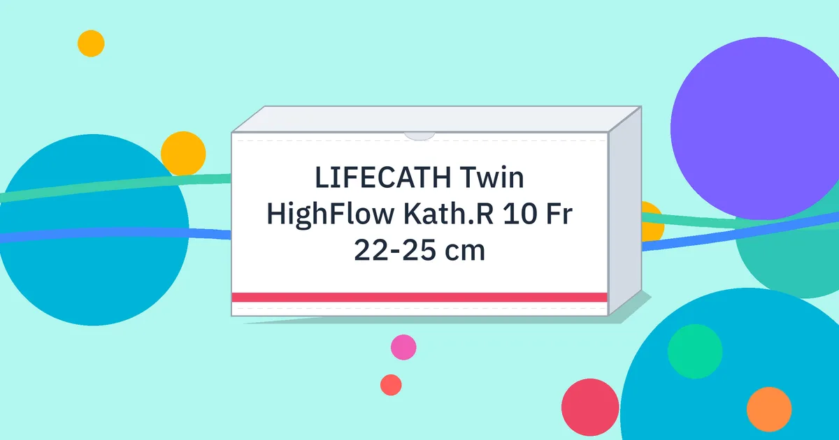 Symbolbild: Packung mit der Aufschrift LIFECATH Twin HighFlow Kath.R 10 Fr 22-25 cm (PZN 06847252) – Verfügbarkeit und Bezug in Apotheken in Frankfurt am Main
