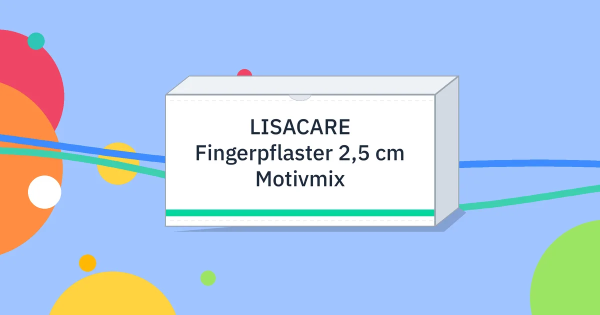 Symbolbild: Packung mit der Aufschrift LISACARE Fingerpflaster 2,5 cm Motivmix (PZN 17926664) – Verfügbarkeit und Bezug in Apotheken in Frankfurt am Main