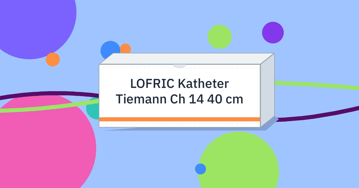 Symbolbild: Packung mit der Aufschrift LOFRIC Katheter Tiemann Ch 14 40 cm (PZN 16671535) – Verfügbarkeit und Bezug in Apotheken in Frankfurt am Main
