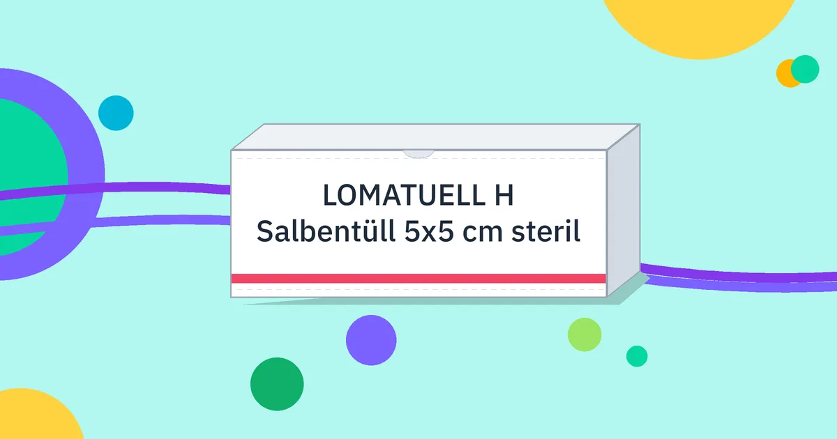 Symbolbild: Packung mit der Aufschrift LOMATUELL H Salbentüll 5x5 cm steril (PZN 20384184) – Verfügbarkeit und Bezug in Apotheken in Frankfurt am Main