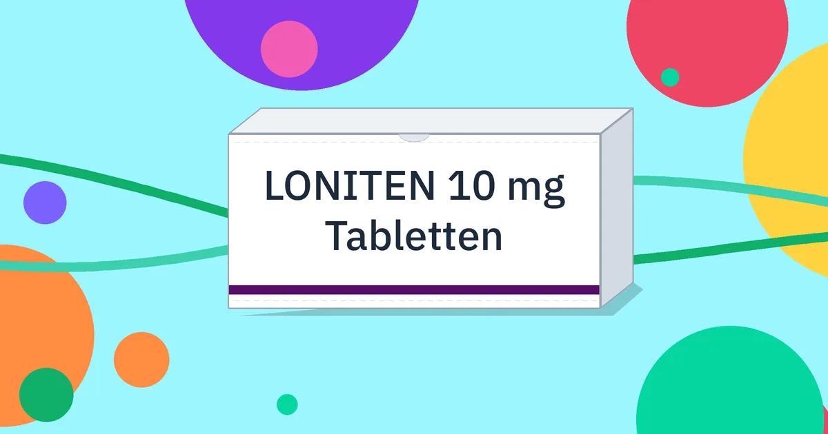Symbolbild: Packung mit der Aufschrift LONITEN 10 mg Tabletten (PZN 07423809) – Verfügbarkeit und Bezug in Apotheken in Frankfurt am Main