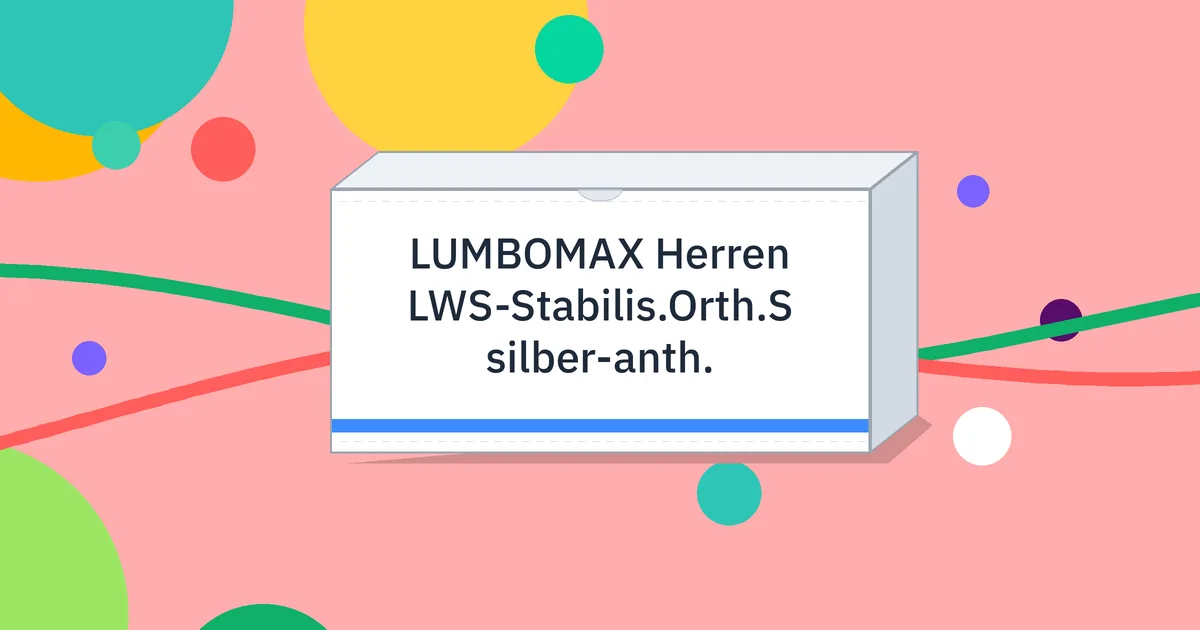 Symbolbild: Packung mit der Aufschrift LUMBOMAX Herren LWS-Stabilis.Orth.S silber-anth. (PZN 11097540) – Verfügbarkeit und Bezug in Apotheken in Frankfurt am Main