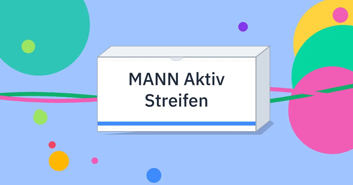 Symbolbild: Packung mit der Aufschrift MANN Aktiv Streifen (PZN 20135400) – Verfügbarkeit und Bezug in Apotheken in Frankfurt am Main