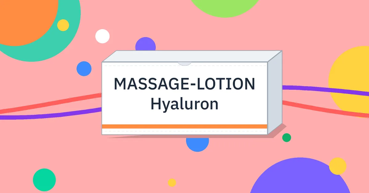 Symbolbild: Packung mit der Aufschrift MASSAGE-LOTION Hyaluron (PZN 11637605) – Verfügbarkeit und Bezug in Apotheken in Frankfurt am Main