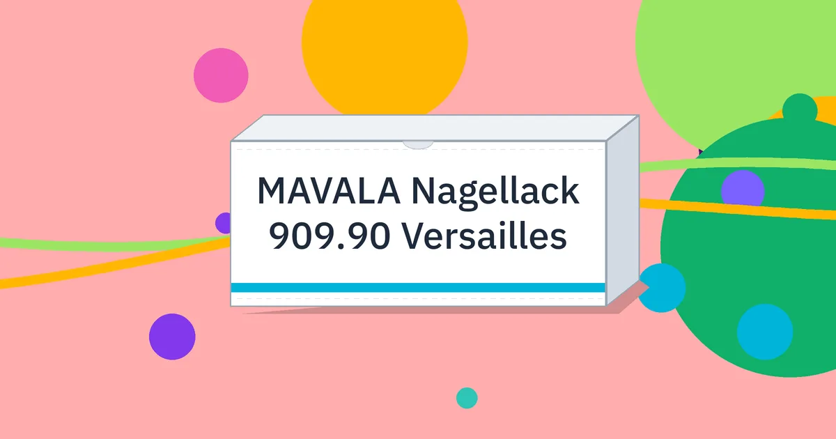 Symbolbild: Packung mit der Aufschrift MAVALA Nagellack 909.90 Versailles (PZN 14438065) – Verfügbarkeit und Bezug in Apotheken in Frankfurt am Main