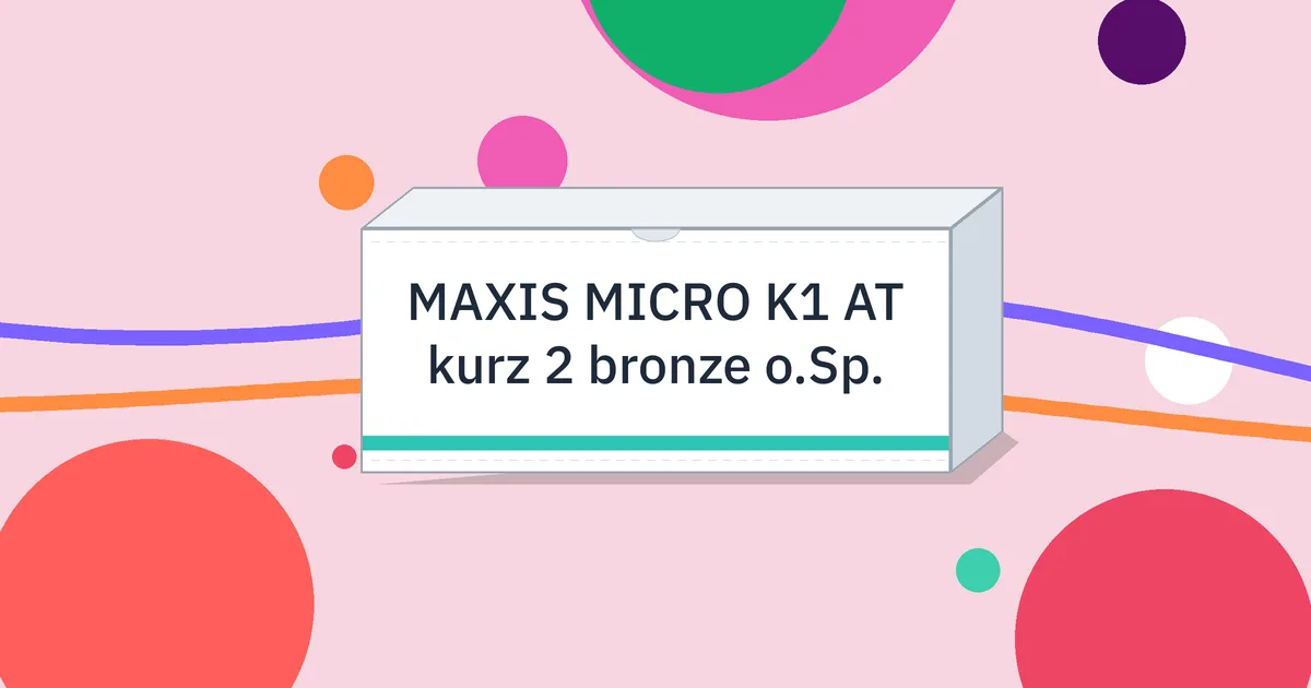 Symbolbild: Packung mit der Aufschrift MAXIS MICRO K1 AT kurz 2 bronze o.Sp. (PZN 17671448) – Verfügbarkeit und Bezug in Apotheken in Frankfurt am Main